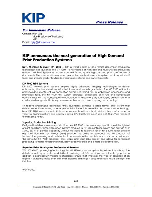 KIP announces the next generation of Wide Format Print Production ...