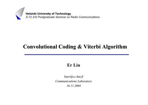 Convolutional Coding And Viterbi Algorithm 4542