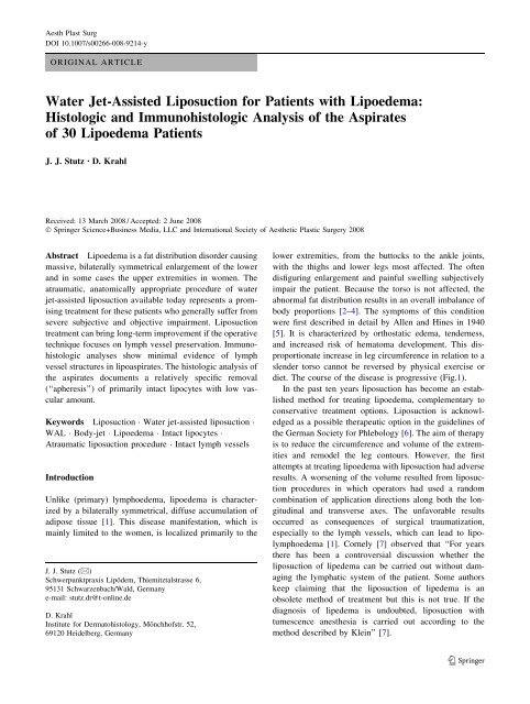 Water Jet-Assisted Liposuction for Patients with ... - human med AG