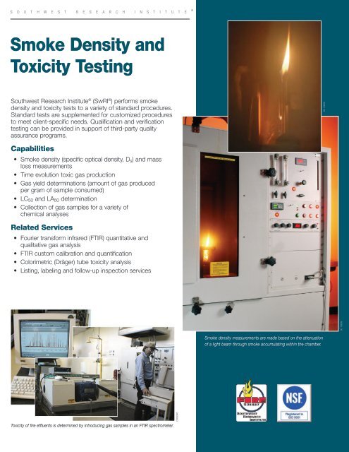 Smoke Density and Toxicity Testing - Southwest Research Institute
