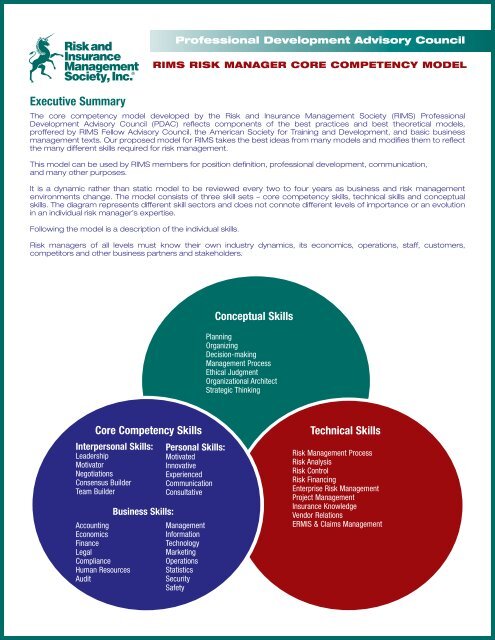 Risk Manager Core Competencies - RIMS