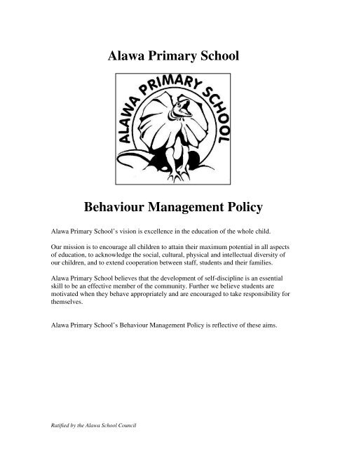 Alawa Primary School Behaviour Management Policy