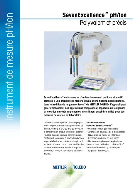 SevenExcellenceâ ¢ pH/Ion - METTLER TOLEDO