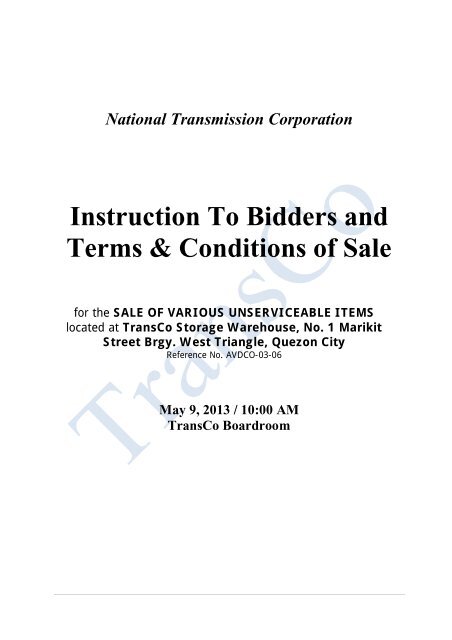 disposal of unserviceable office equipment - Transco