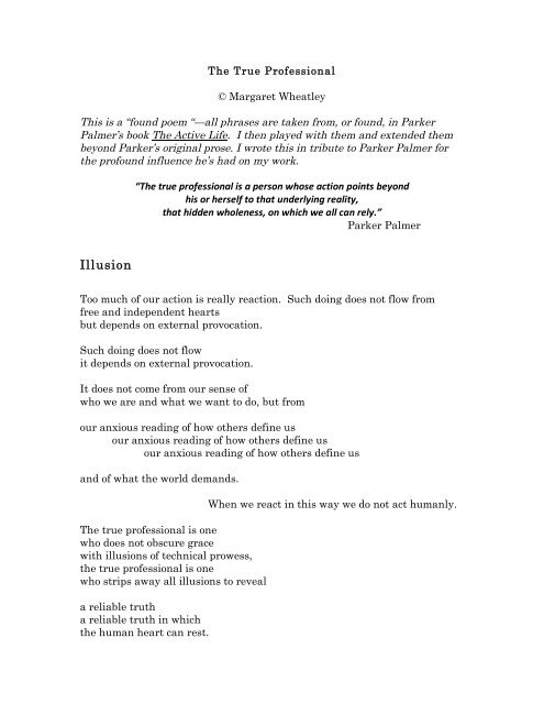 The True Professional(2) - Margaret Wheatley