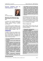 Process Validation PDA Technical Report No. 60 as a practical ...