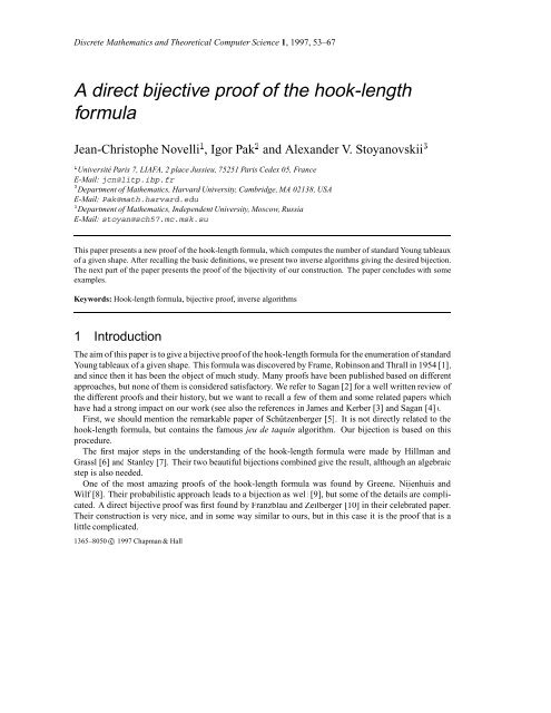 A direct bijective proof of the hook-length formula