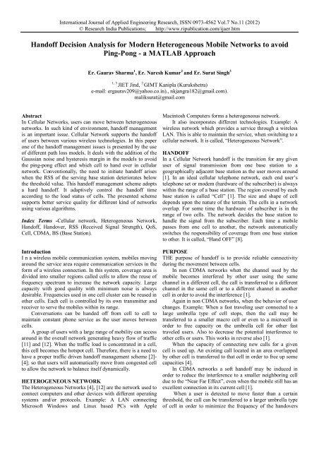 Handoff Decision Analysis For Modern Heterogeneous Mobile 