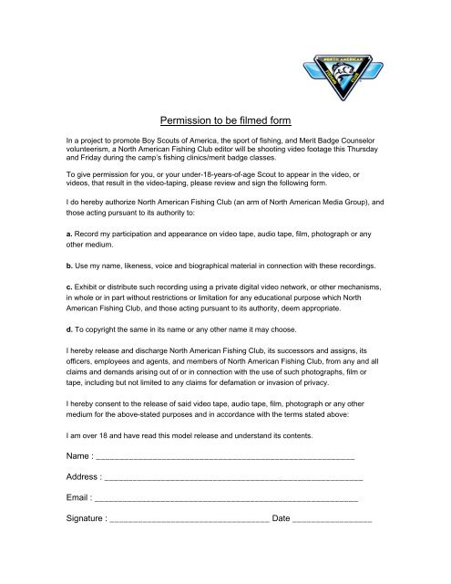 Permission to be filmed form