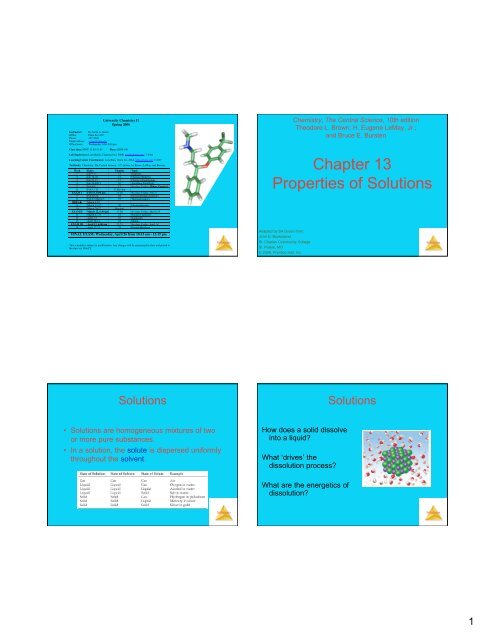 Chapter 13 Properties of Solutions - Chemistry