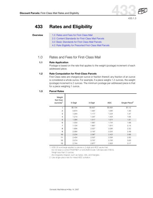 DMM 433 First-Class Mail Rates and Eligibility for ... - USPS.com
