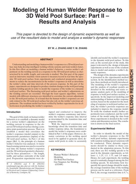 Modeling of Human Welder Response to 3D Weld Pool Surface ...