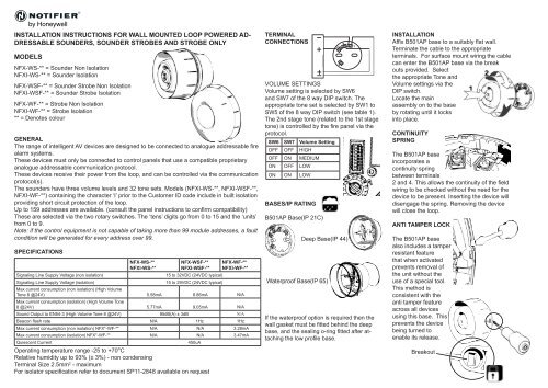 models installation instructions for wall mounted loop ... - Notifier