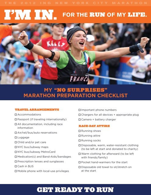 Marathon Preparation Checklist