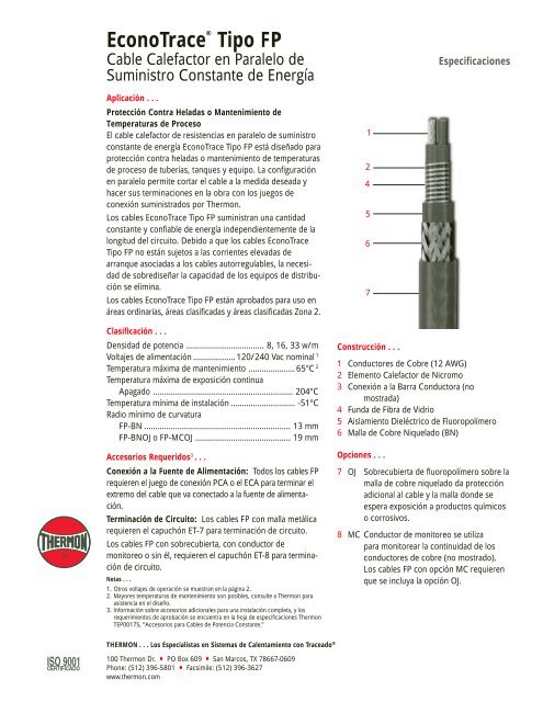 EconoTrace® Tipo FP - Thermon Manufacturing Company
