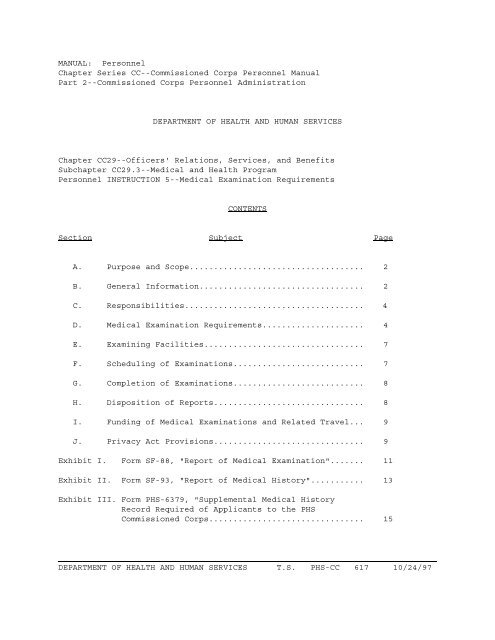 Medical Examination Requirements - Commissioned Corps ...