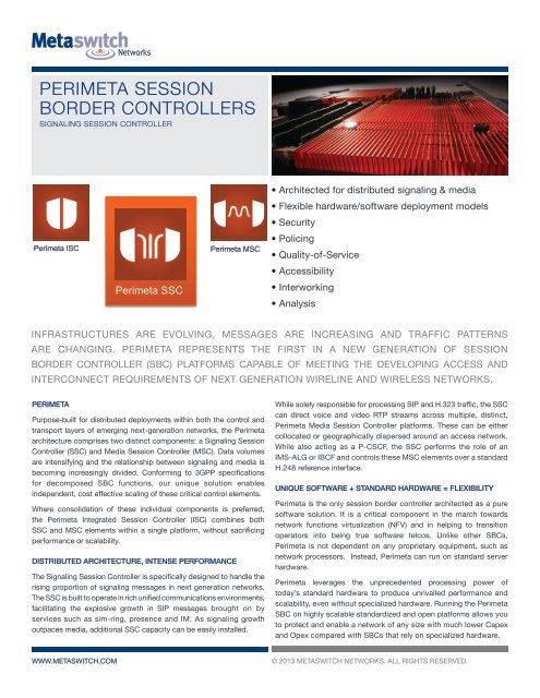 Perimeta SSC Datasheet - Metaswitch