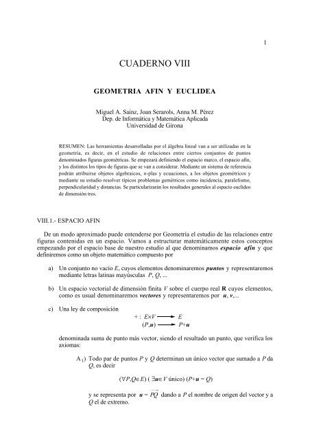 Cuaderno Viii Geometría Afín Y Euclídea