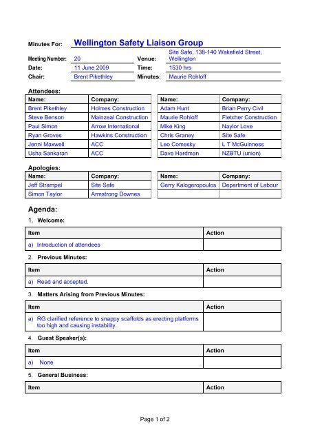 Wellington Safety Liaison Group - Site Safe