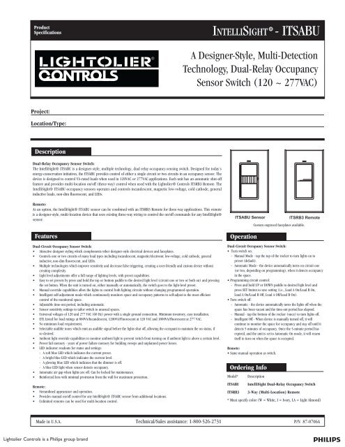 INTELLISIGHT - ITSABU - Philips Lighting Controls