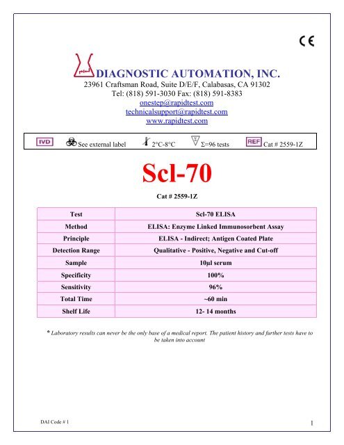 Scl-70 - ELISA kits - Rapid tests