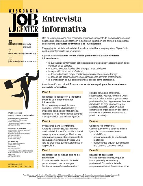 Entrevista informativa - Wisconsin Job Center