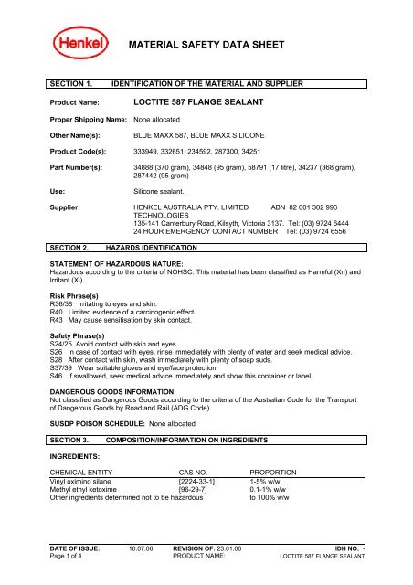 loctite 587 flange sealant