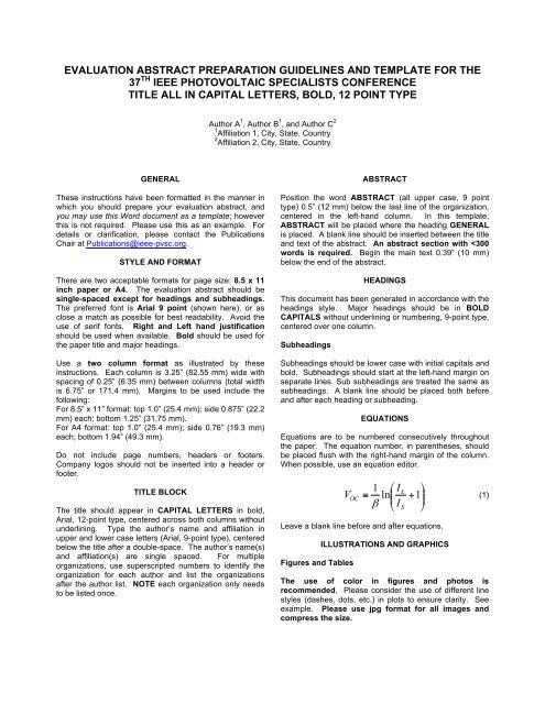 evaluation abstract preparation guidelines and template for the 37th ...