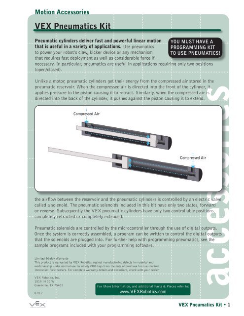 VEX Pneumatics Kit - VEX Robotics