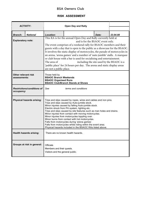 BSAOC Risk Assessment 4.pdf - BSA Owners Club