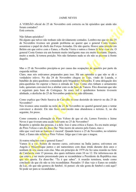 JAIME NEVES A VERSÃ O oficial do 25 de Novembro estÃ¡ ... - Salazar