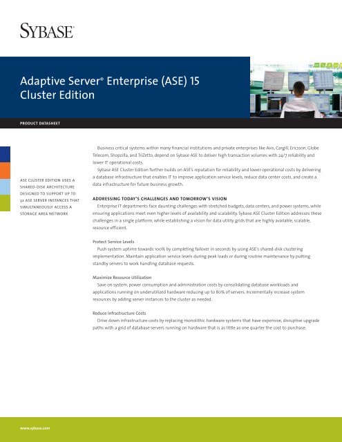 Adaptive Server® Enterprise (ASE) 15 Cluster Edition ... - Sybase