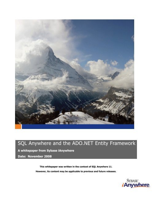 SQL Anywhere and the ADO.NET Entity Framework - Sybase