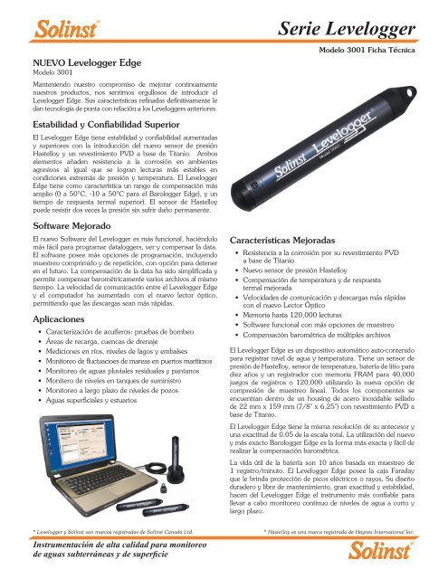 Modelo 3001 LeveloggerÂ® Edge - Solinst.com