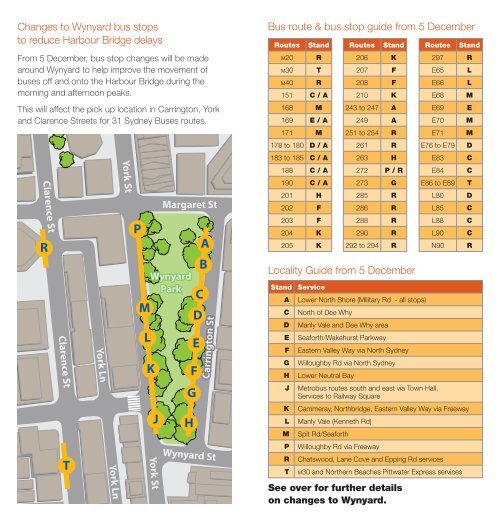Changes to bus stands at Wynyard - Sydney Buses
