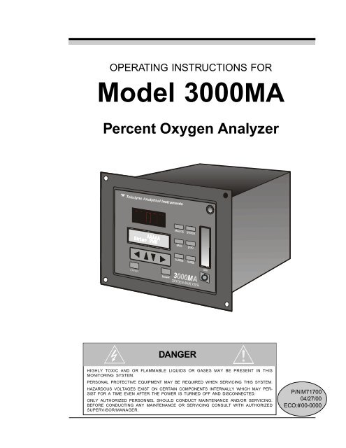 Model 3000MA - Teledyne Analytical Instruments