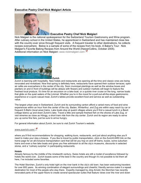 Executive Pastry Chef Nick Malgieri Article Executive Pastry ... - Swiss