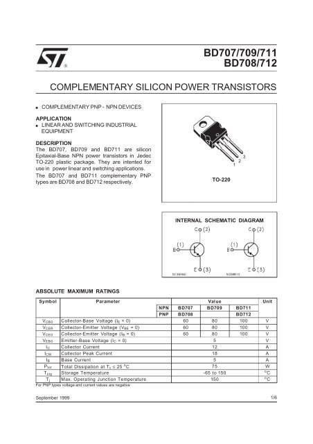 COMPLEMENTARY SILICON POWER TRANSISTORS