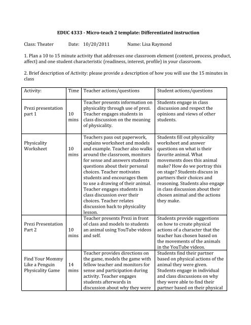 Microteach Reflection - St. Edwards University
