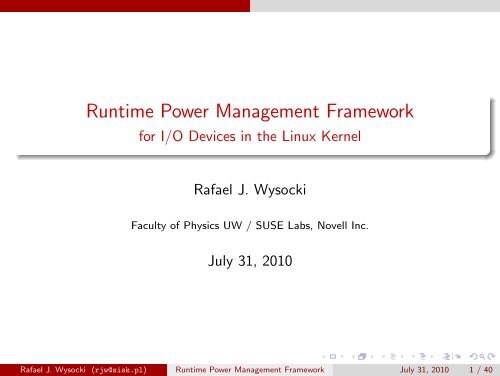 Runtime Power Management Framework - The Linux Foundation