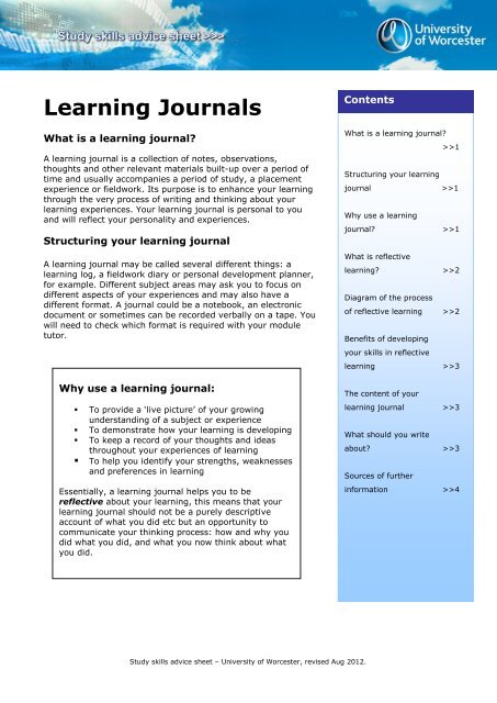 Learning Journals - University of Worcester