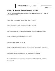The Outsiders Chapters 5 & 6 Questions & Vocabulary