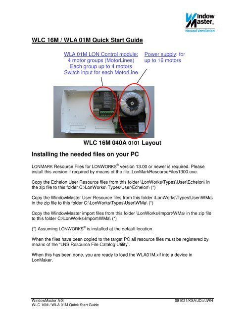 WLC 16M / WLA 01M Quick Start Guide WLC 16M ... - WindowMaster