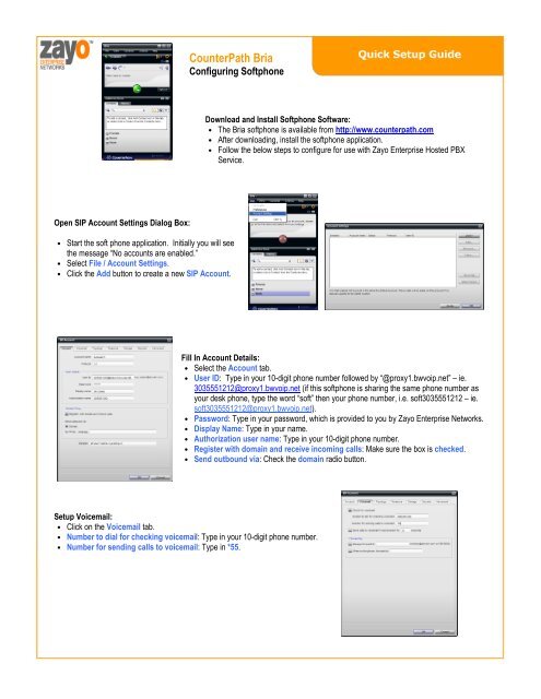 CounterPath Bria - Zayo Enterprise Networks