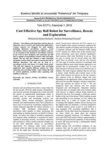 Cost Effective Spy Ball Robot for Surveillance, Rescue and Exploration