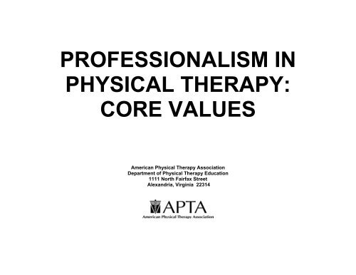 PROFESSIONALISM: CORE VALUES