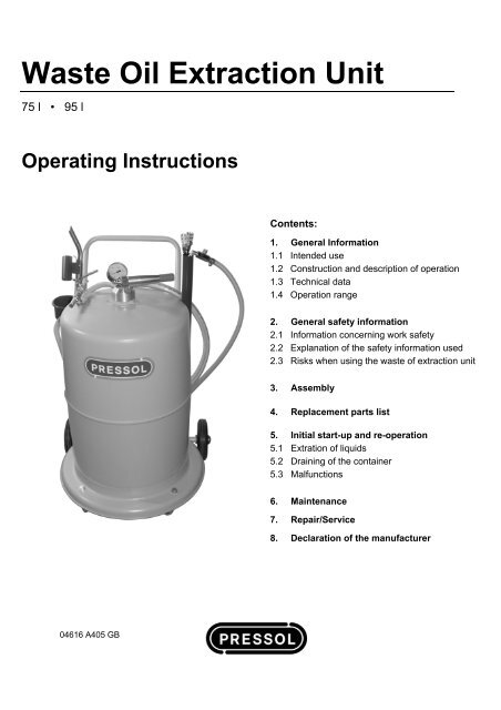 Waste Oil Extraction Unit - Pressol
