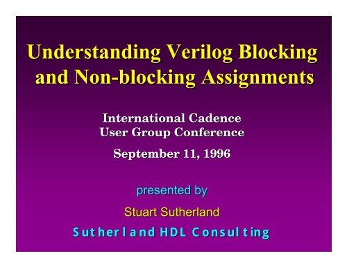 Understanding Verilog Blocking And Nonblocking Sutherland Hdl
