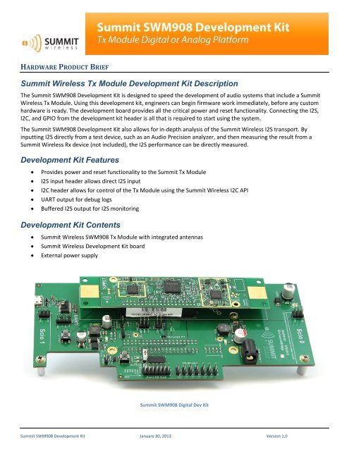 Summit SWM908 Development Kit - Summit Wireless