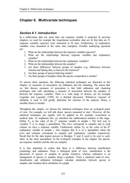 Chapter 6. Multivariate techniques